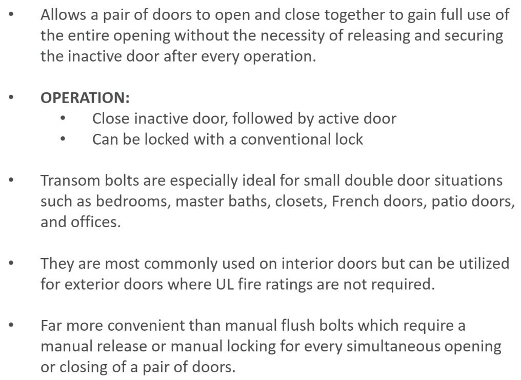 Automatic Transom Bolt – Caesar Store